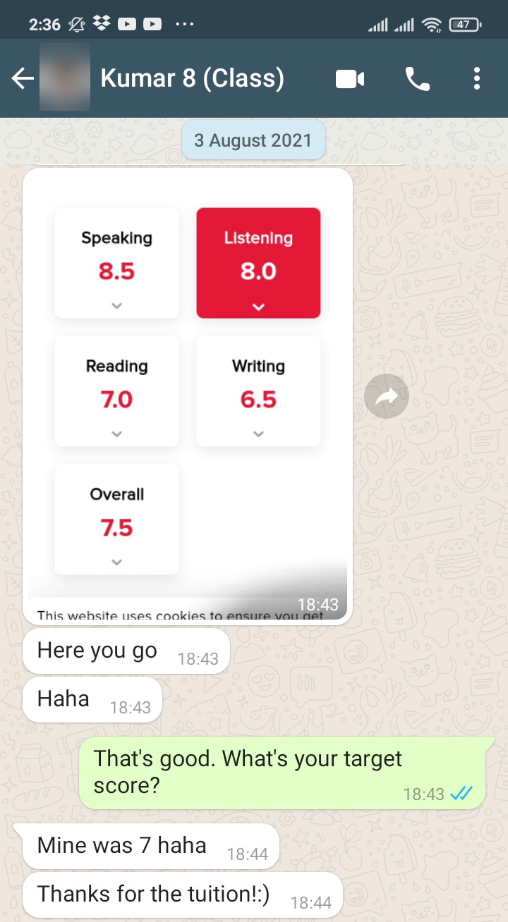 Student Results - PTE Exam Singapore